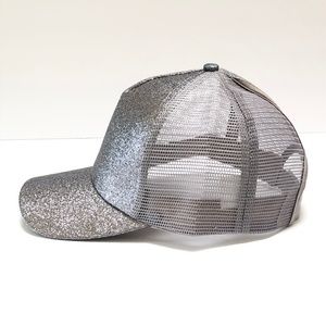 Accessories | Silver Glitter Ponytail Baseball Cap Trucker Hat | Poshmark